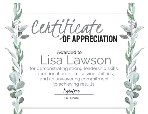 Certificate of Appreciation - 11 - Personalized Templates