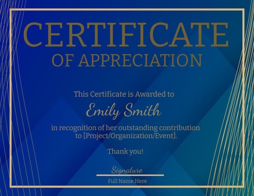 Certificate of Appreciation - 18 - Personalized Templates