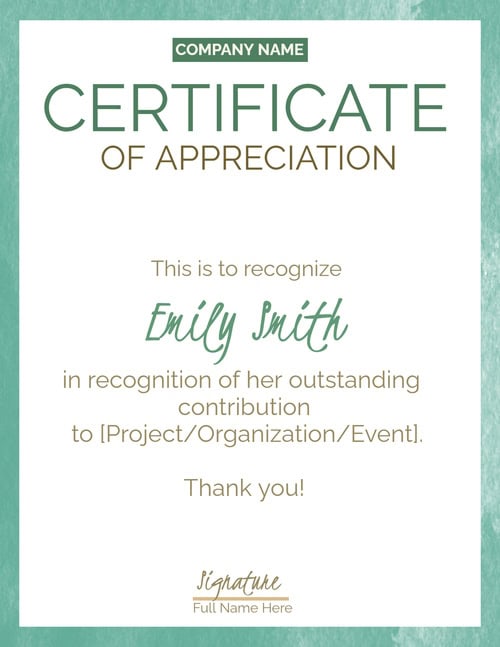 Certificate of Appreciation - 23 - Personalized Templates