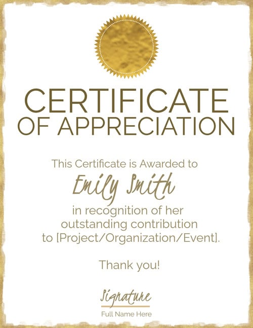Certificate of Appreciation - 25 - Personalized Templates