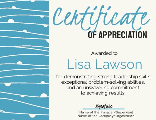 Certificate of Appreciation - 10 - Personalized Templates
