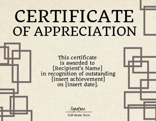 Certificate of Appreciation - 6 - Personalized Templates