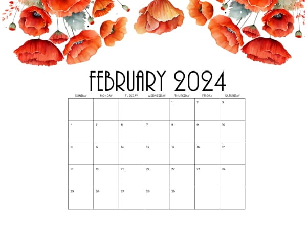 Poppies - February 2024 - Personalized Templates
