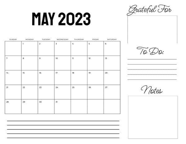 Planner - May 2023 (With Gratitude) - Personalized Templates