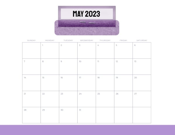 Calendar - May 2023 (Purple Title) - Personalized Templates