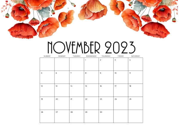 Poppies - November 2023 - Personalized Templates
